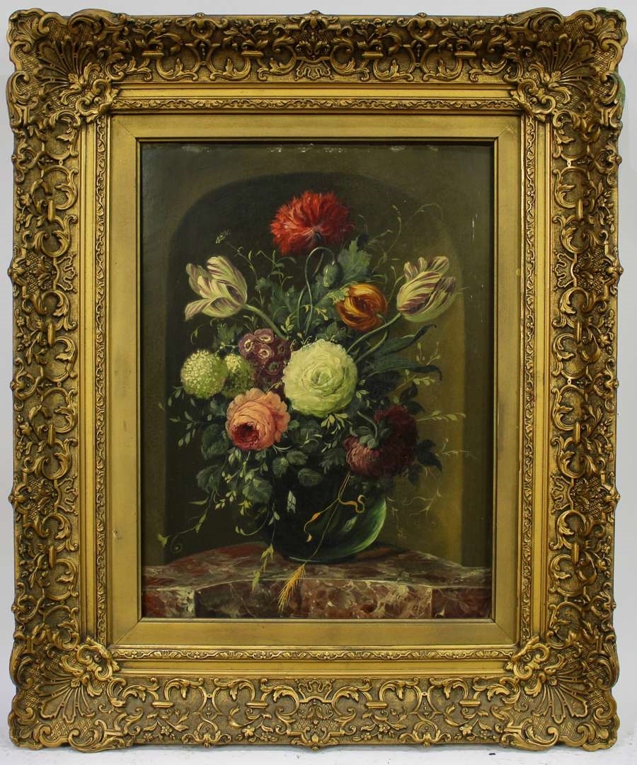 Dutch School, 20th Century | Stilleven met bloemen in een glazen vaas | MutualArt