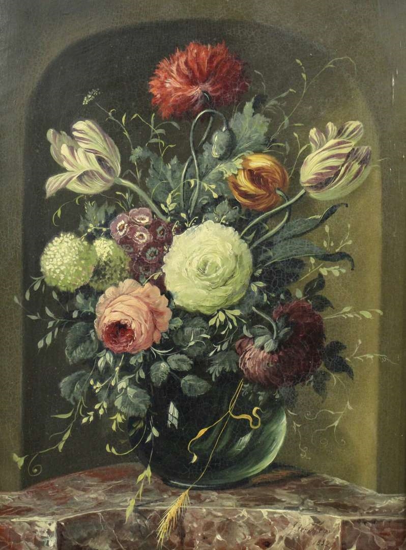 Dutch School, 20th Century | Stilleven met bloemen in een glazen vaas | MutualArt
