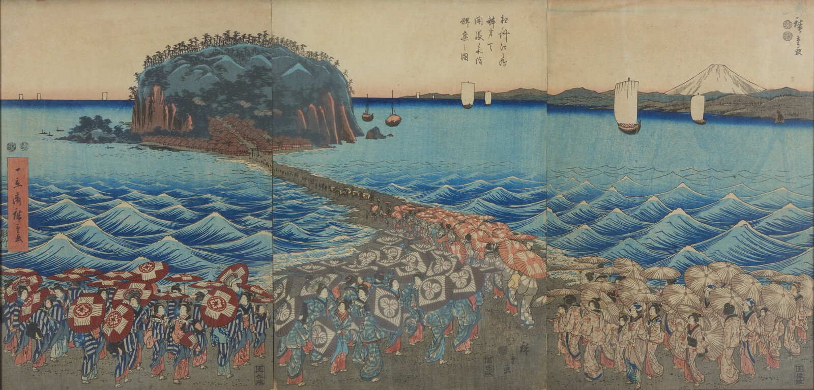 Utagawa Hiroshige | Triptych of the opening celebration of the ...
