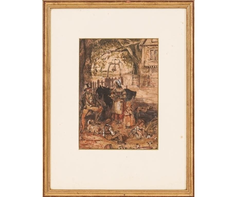 William Collins | UK) framed and matted watercolor of a traveler ...