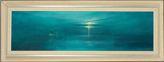 Axel Lind | Moonlit Sea with Ship | MutualArt