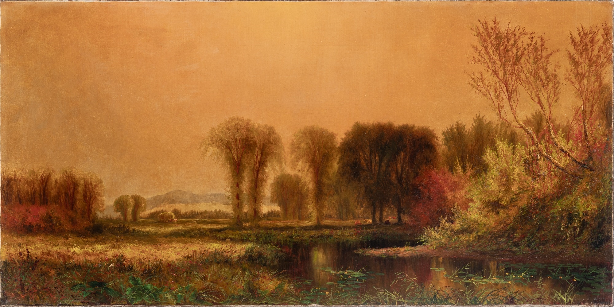 Arthur Parton | Pair of Works: Hay Harvesters in a Valley, 1872, Cows ...