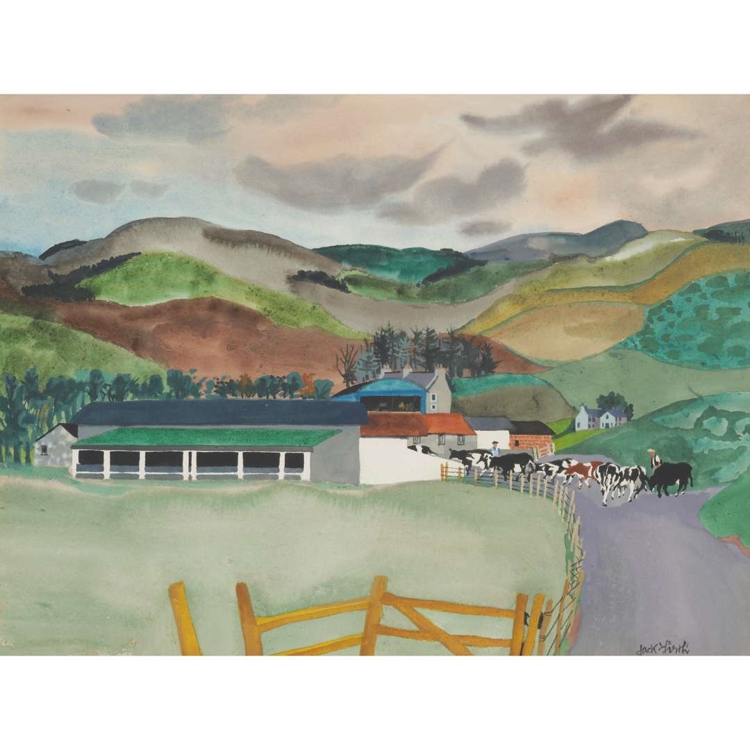 Jack Firth | BORDER FARM WITH COWS | MutualArt