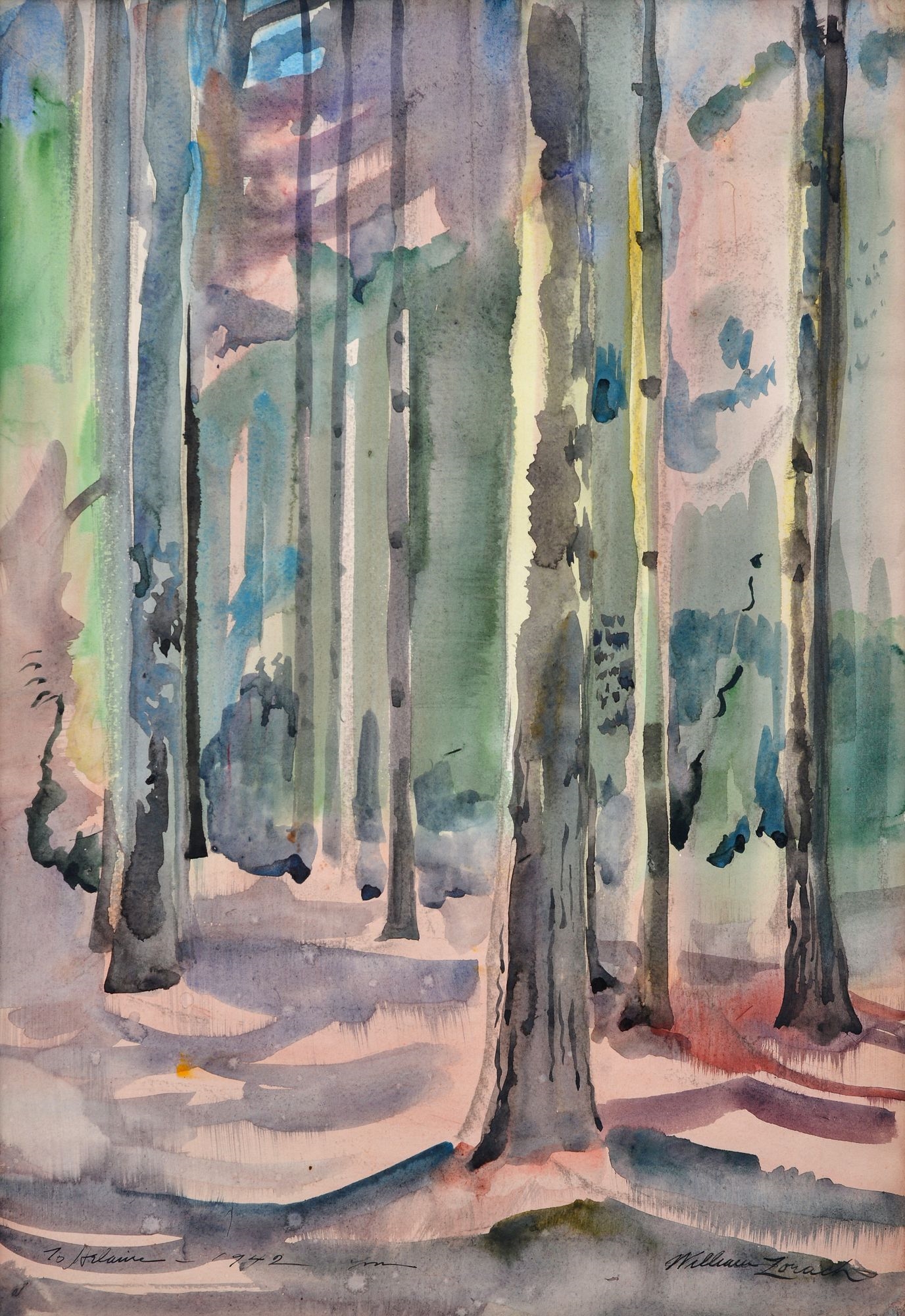 William Zorach | William Zorach Watercolor Painting, Forest Landscape ...