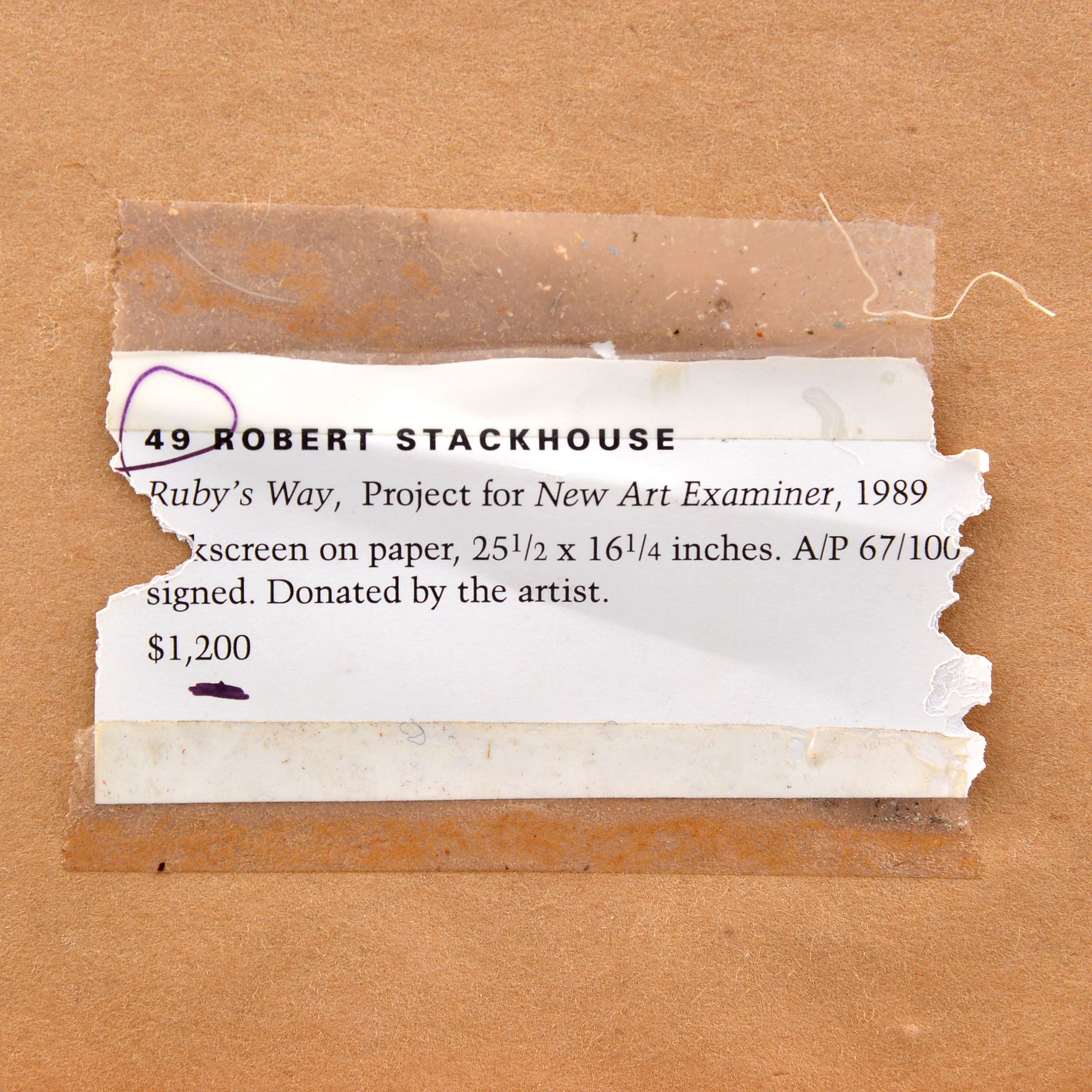 Robert Stackhouse | Robert Stackhouse RUBY'S WAY Screenprint (1989) | MutualArt