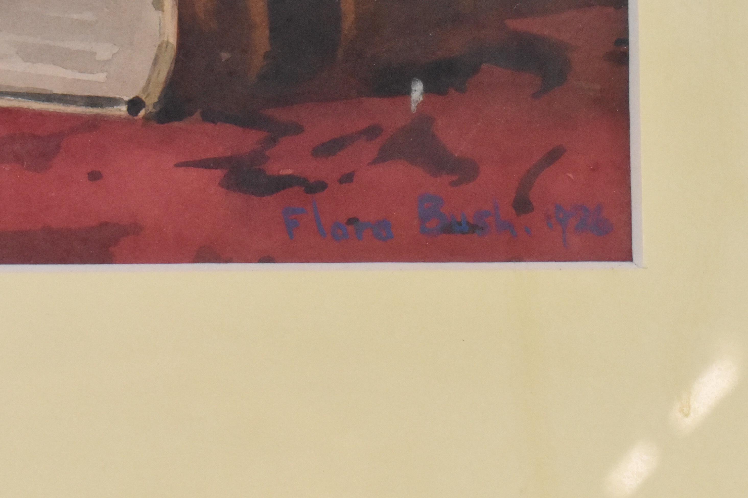 Flora Bush | still life depicting vase and glass on top of a book ...