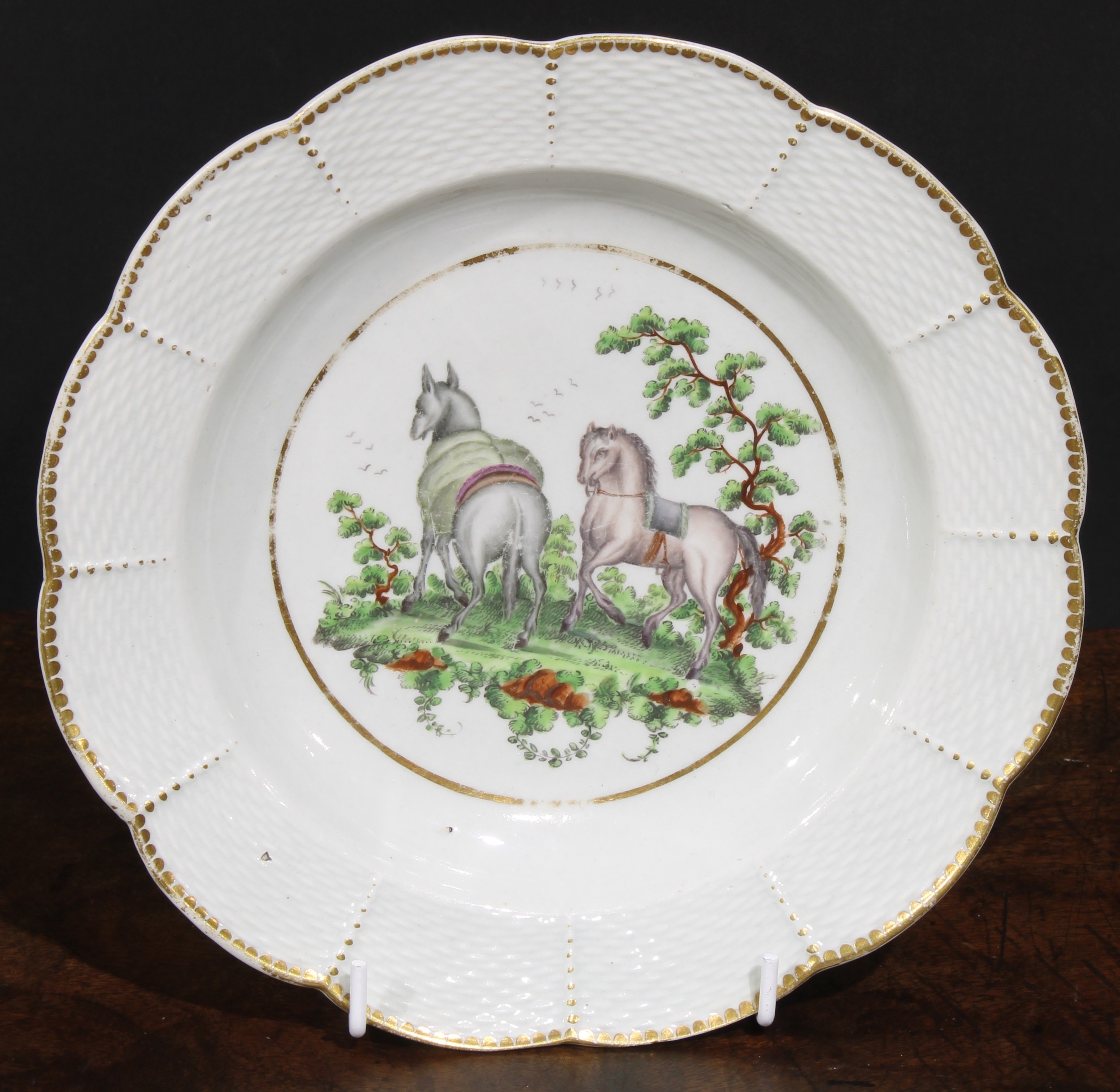 John Gay | A Worcester Aesop Fable shaped circular plate, horses (Circa ...