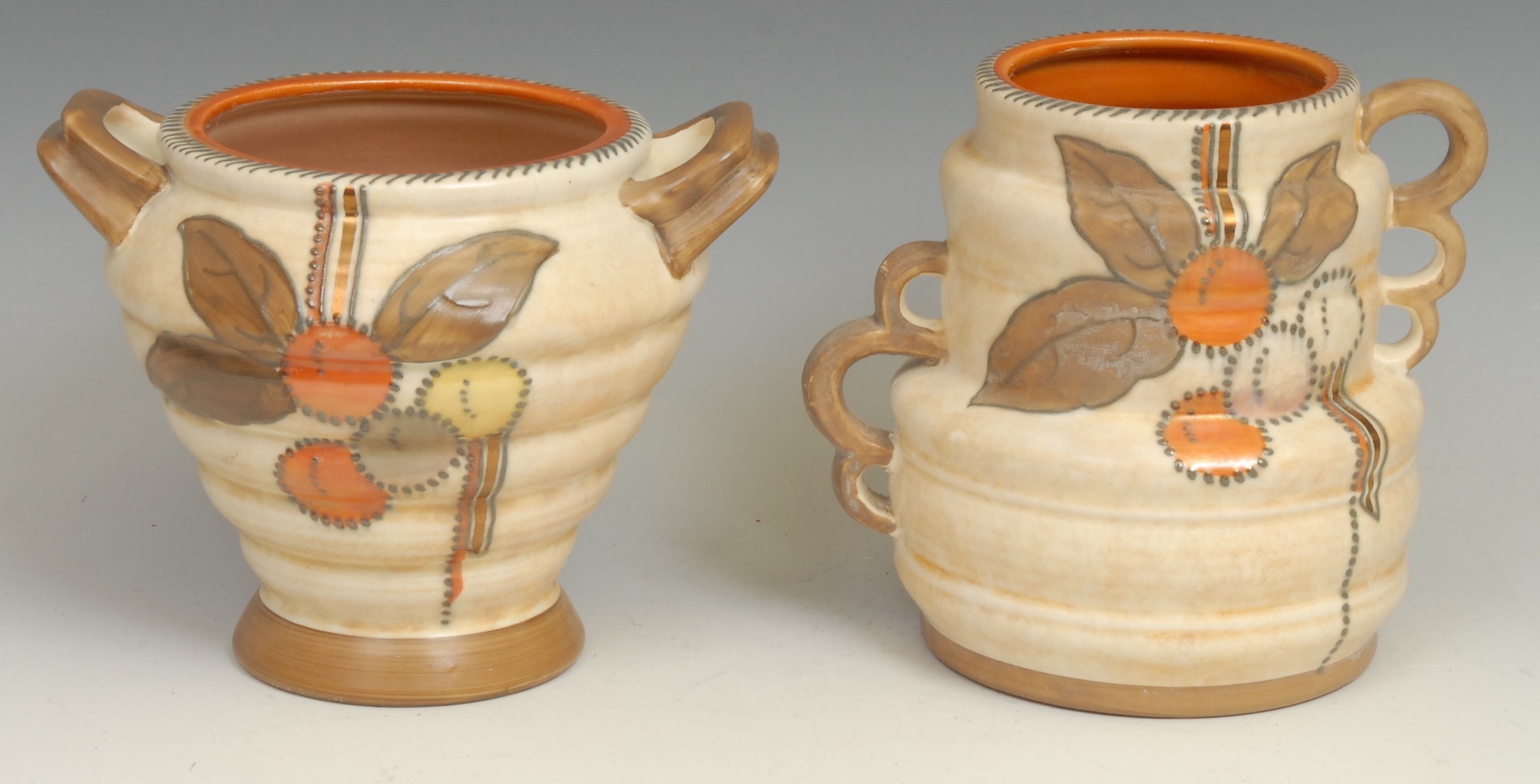 Charlotte Rhead | A Crown Ducal Round Fruits pattern ribbed cylindrical ...