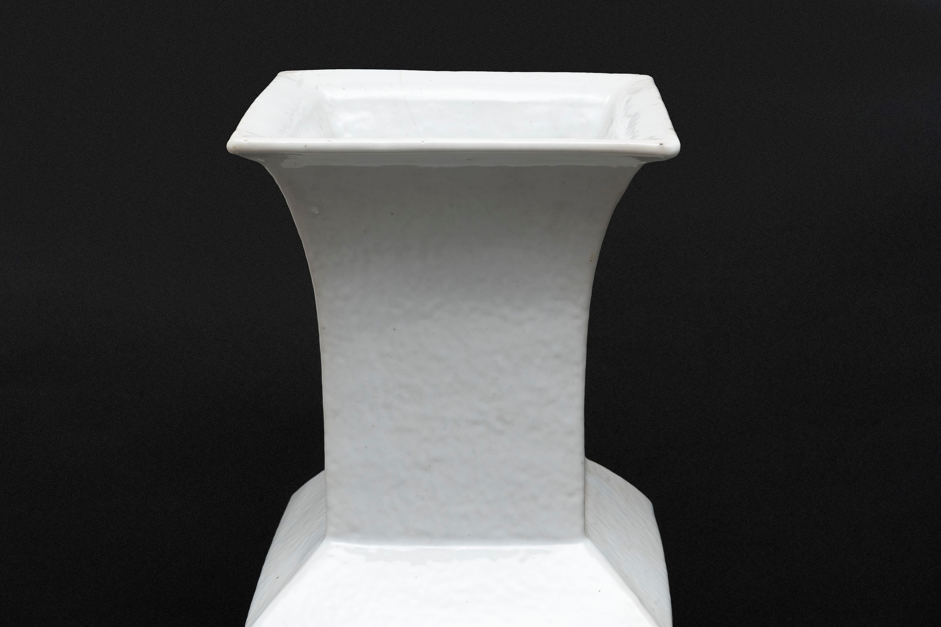 Chinese School, 19th Century | Large quadrangular white porcelain vase ...