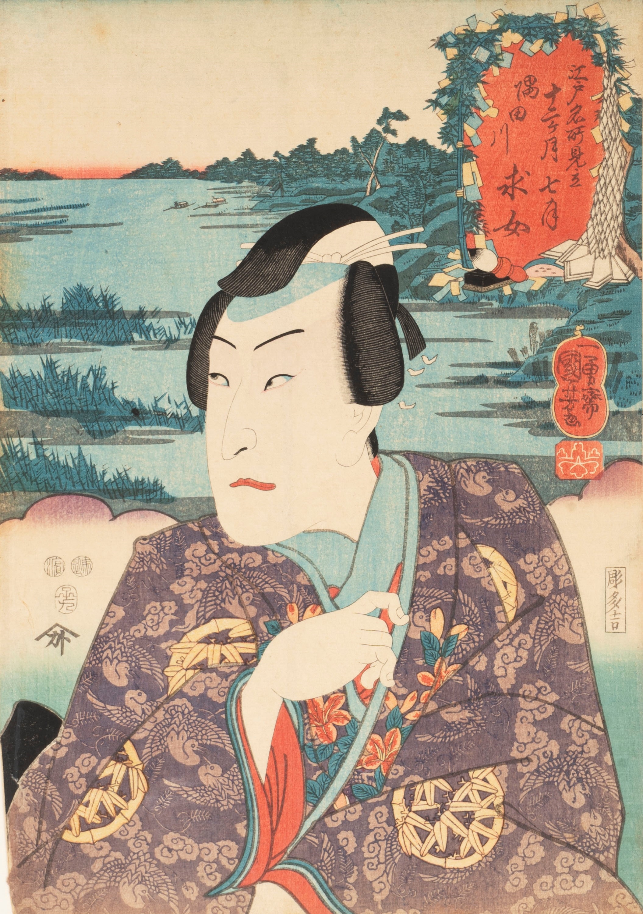Utagawa Kuniyoshi | Five woodcuts depicting figures from the Kabuki ...