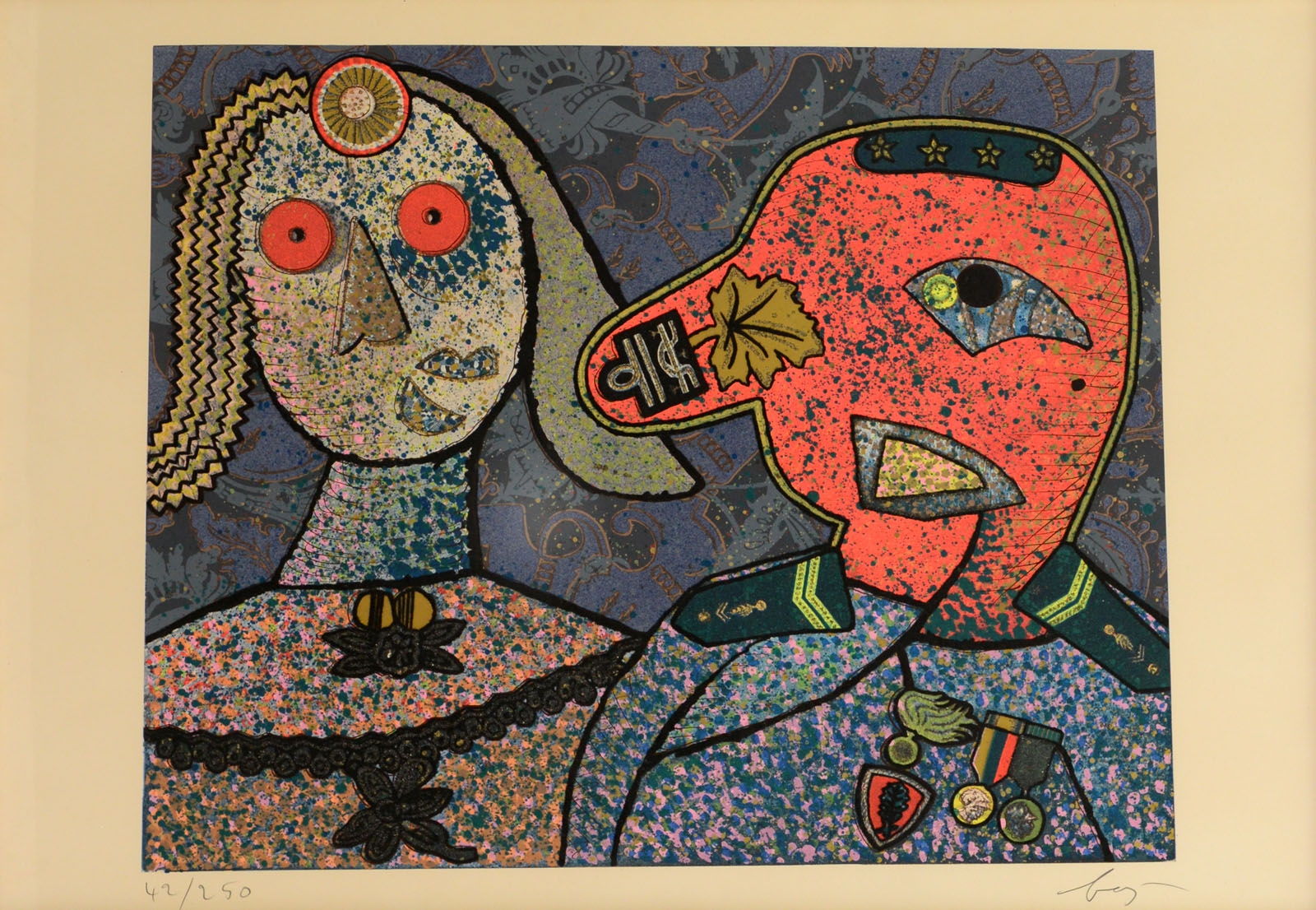 Enrico Baj | General Amin and one of his wives (1973) | MutualArt