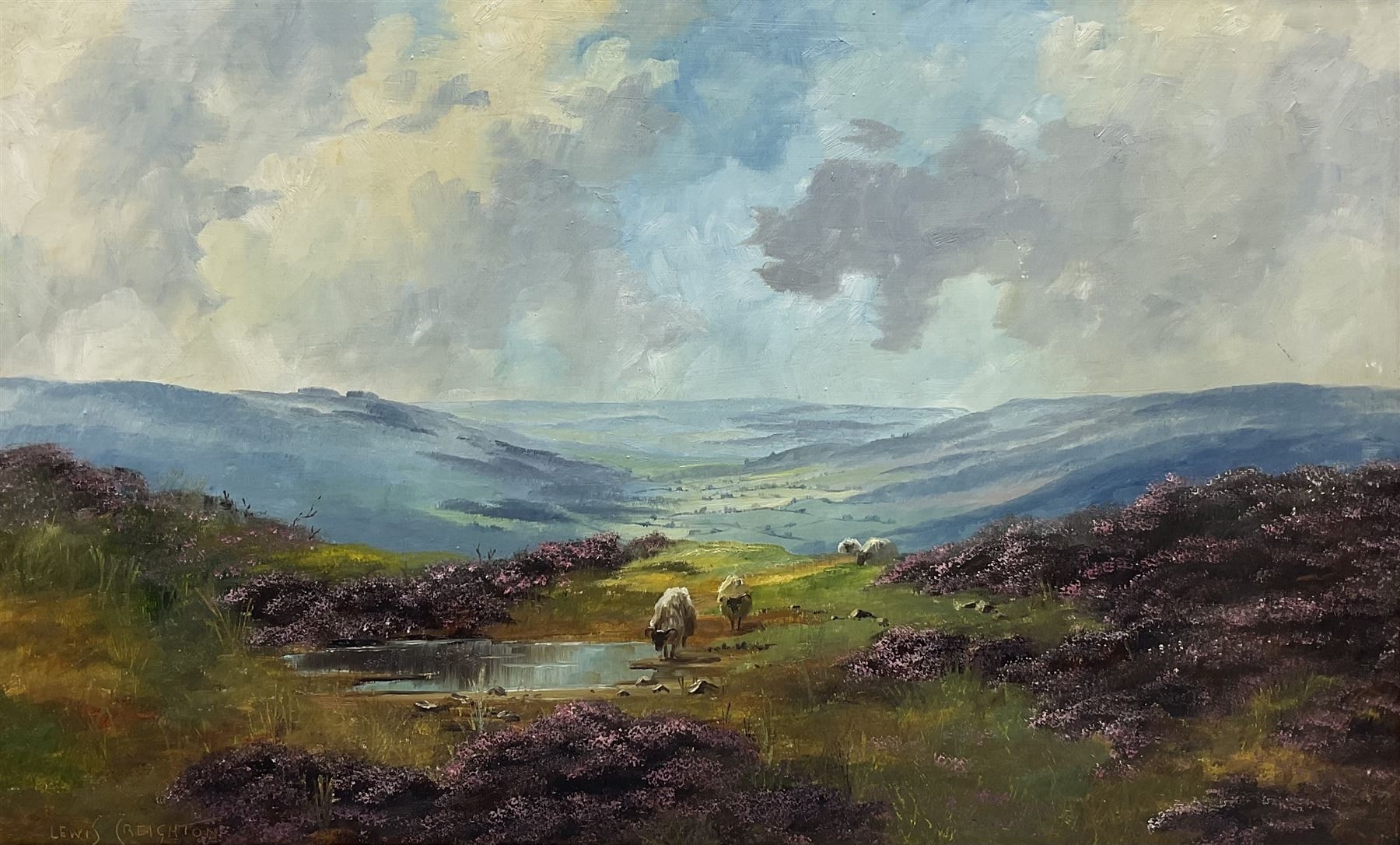 Lewis Creighton | Rams in a Heather Moorland Landscape | MutualArt