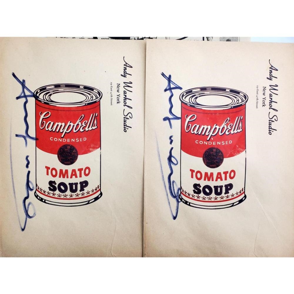 Andy Warhol | After Andy Warhol Drawing on Newspaper Campbells | MutualArt