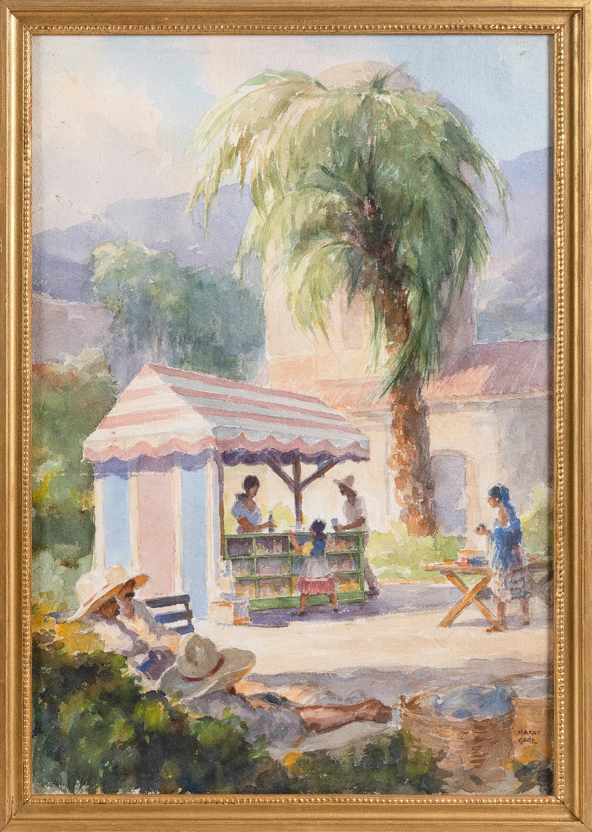 Harry Lawrence Gage | Food stand under a palm tree | MutualArt