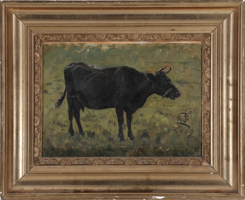 Otto Bache | Standing black cow (1909) | MutualArt