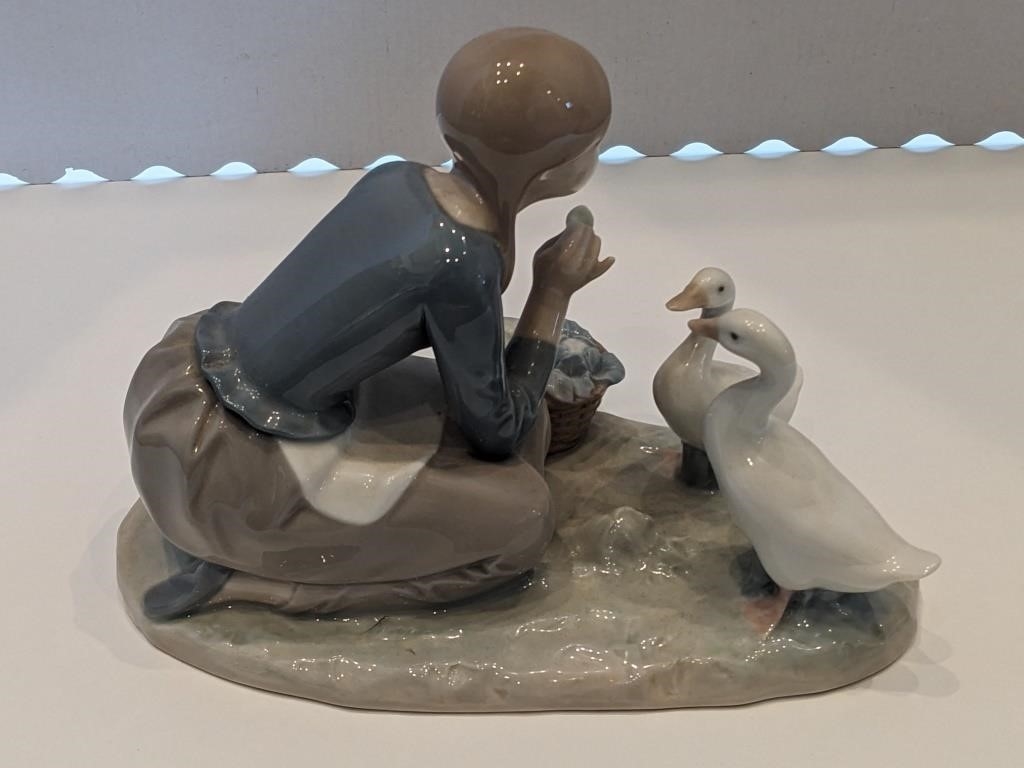 Lladró S.A | LLADRO 4349 Girl Feeding Geese Porcelain Figurine | MutualArt