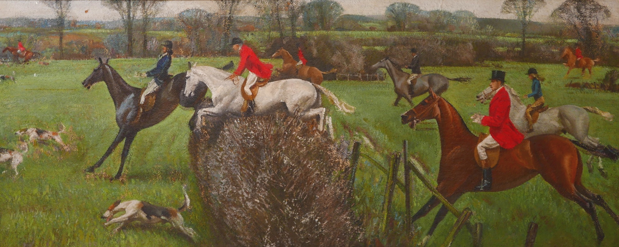 Frédérique Charles | English hunt scene with riders jumping a fence, un ...