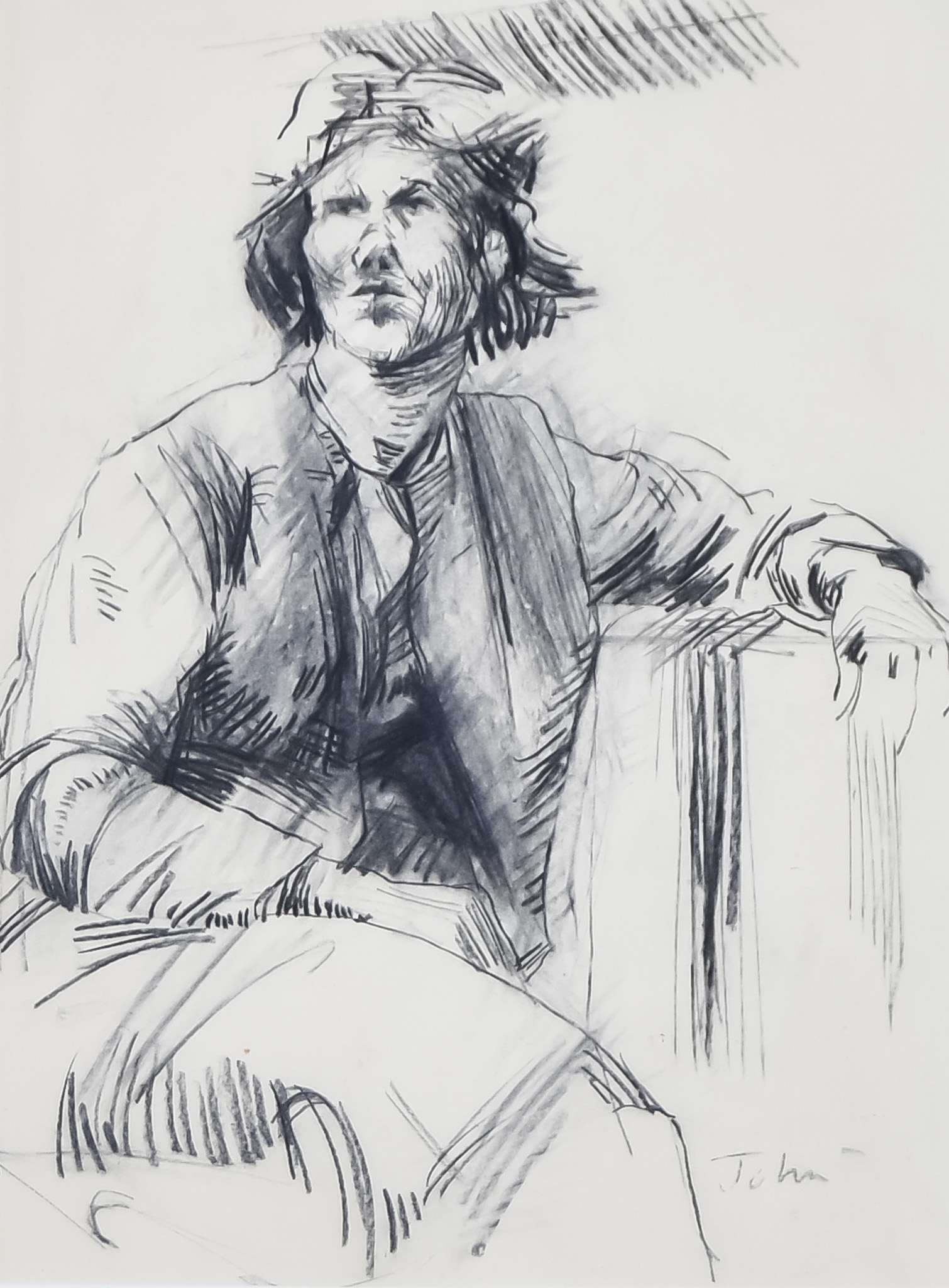 Augustus Edwin John | ARR Augustus John (1878-1961) - Charcoal - Seated ...