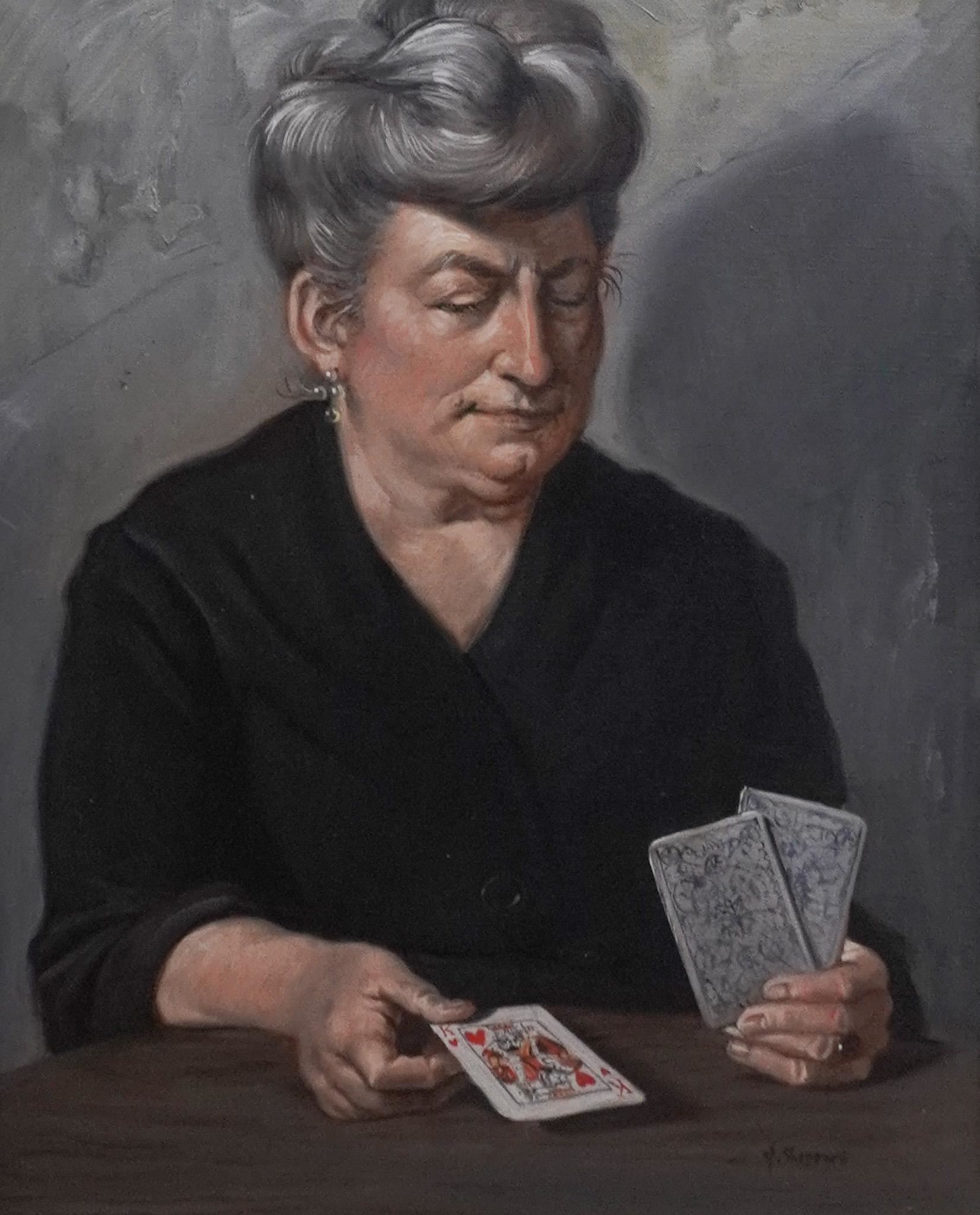 Joseph Sherly Sheppard | Portrait of a Woman Playing Cards | MutualArt