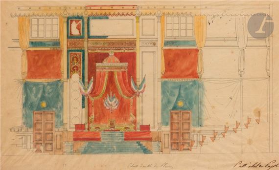 Alexandre Denis Abel de Pujol | Architectural study of a throne room ...