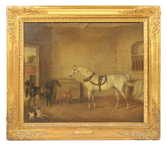 W. Barraud (1810 - 1850) | A MID 19TH CENTURY OIL ON CANVAS STABLE ...