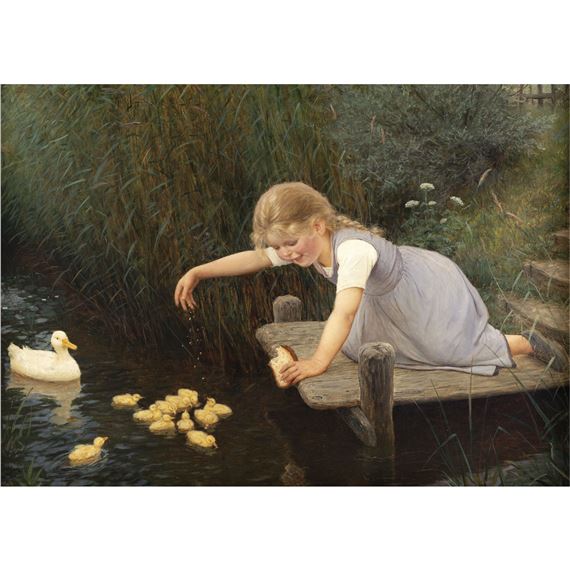Carl von Bergen | Ni a dando de comer a los patos | MutualArt
