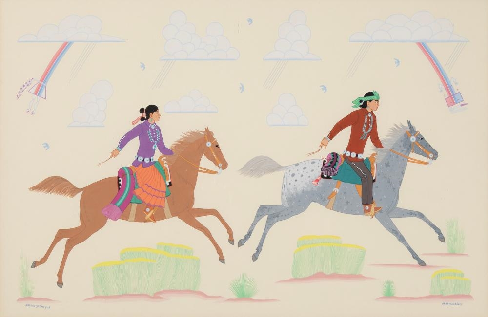 Harrison Begay | Untitled (Two Navajo Riders on Horseback) | MutualArt