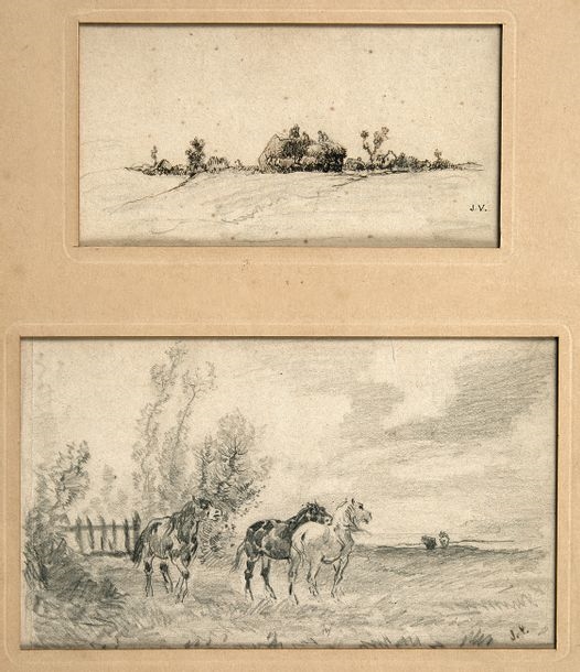 Jules Jacques Veyrassat | Horses in the Meadow - View from a Window ...