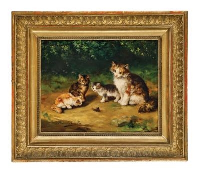 Arthur Alfred Brunel de Neuville | Curious kittens with snail | MutualArt