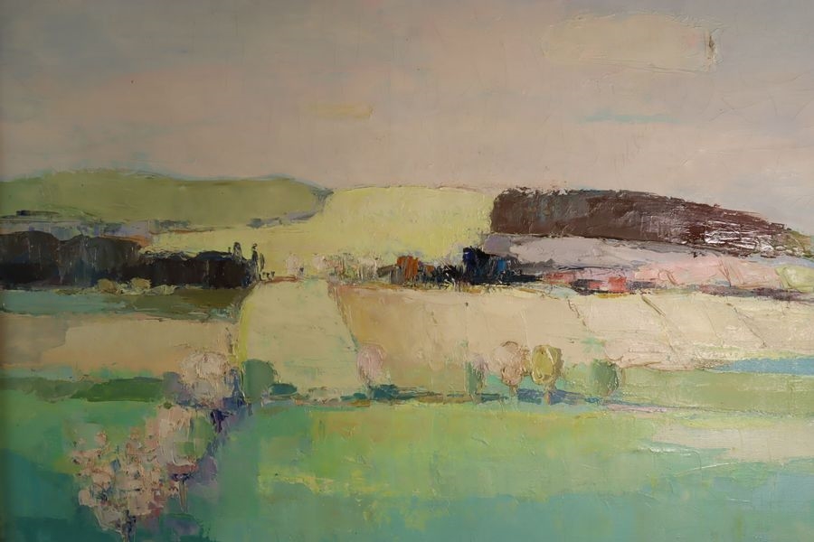 Joseph A. Muslin | Joseph MUSLIN Champs au printemps (paysage... - Lot ...