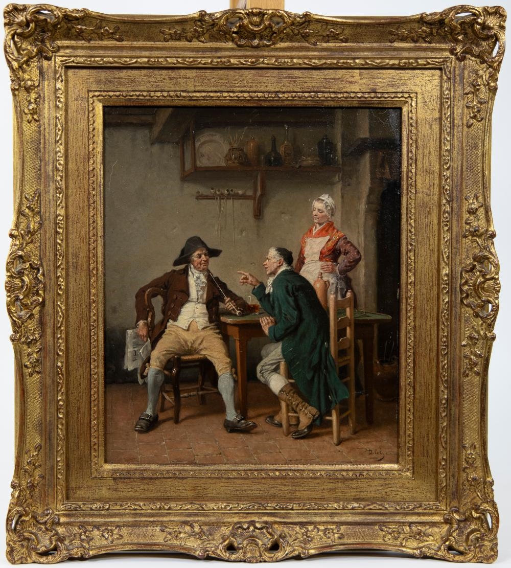 Jan David Col | oil on panel Sunday talk | MutualArt