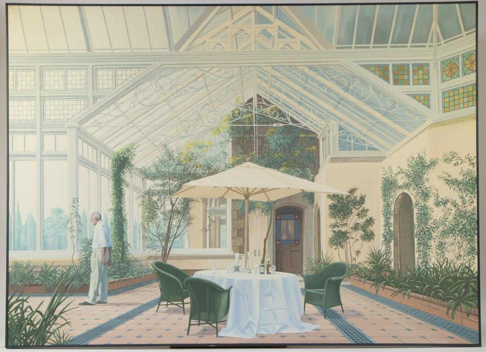 Giles Winter | oil on canvas Old man in the orangery | MutualArt