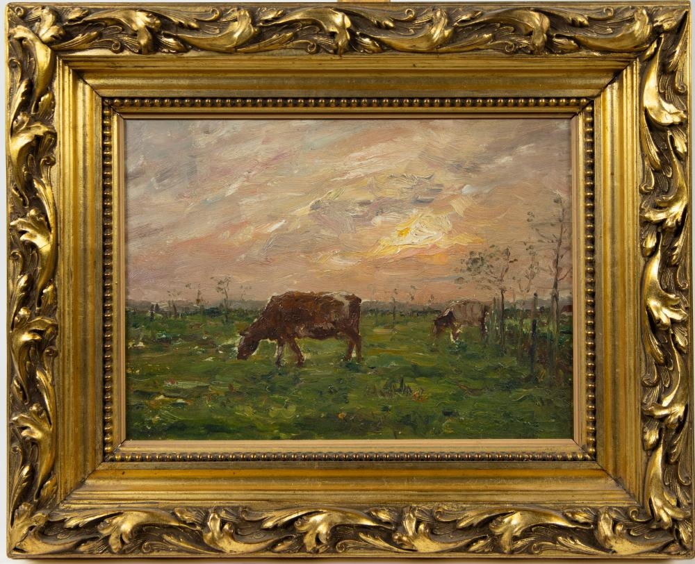 Adrien Jean Le Mayeur de Merprés | oil on panel Landscape with cow ...