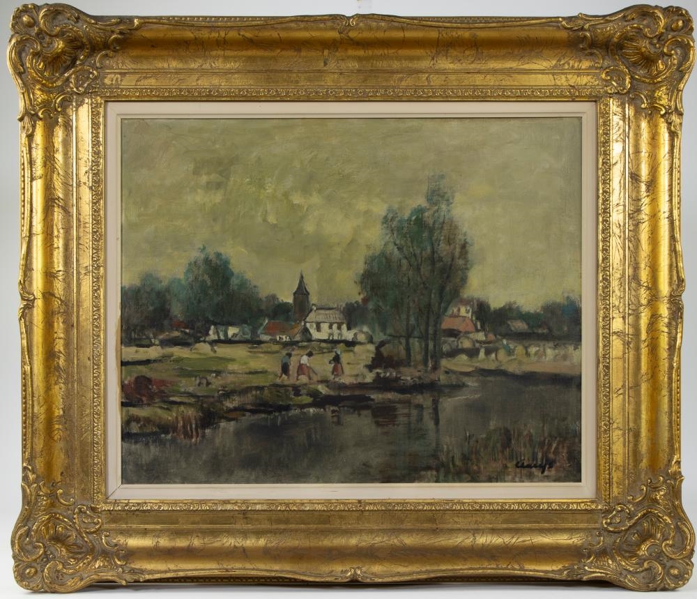 Albert Claeys | oil on panel Landscape with village | MutualArt