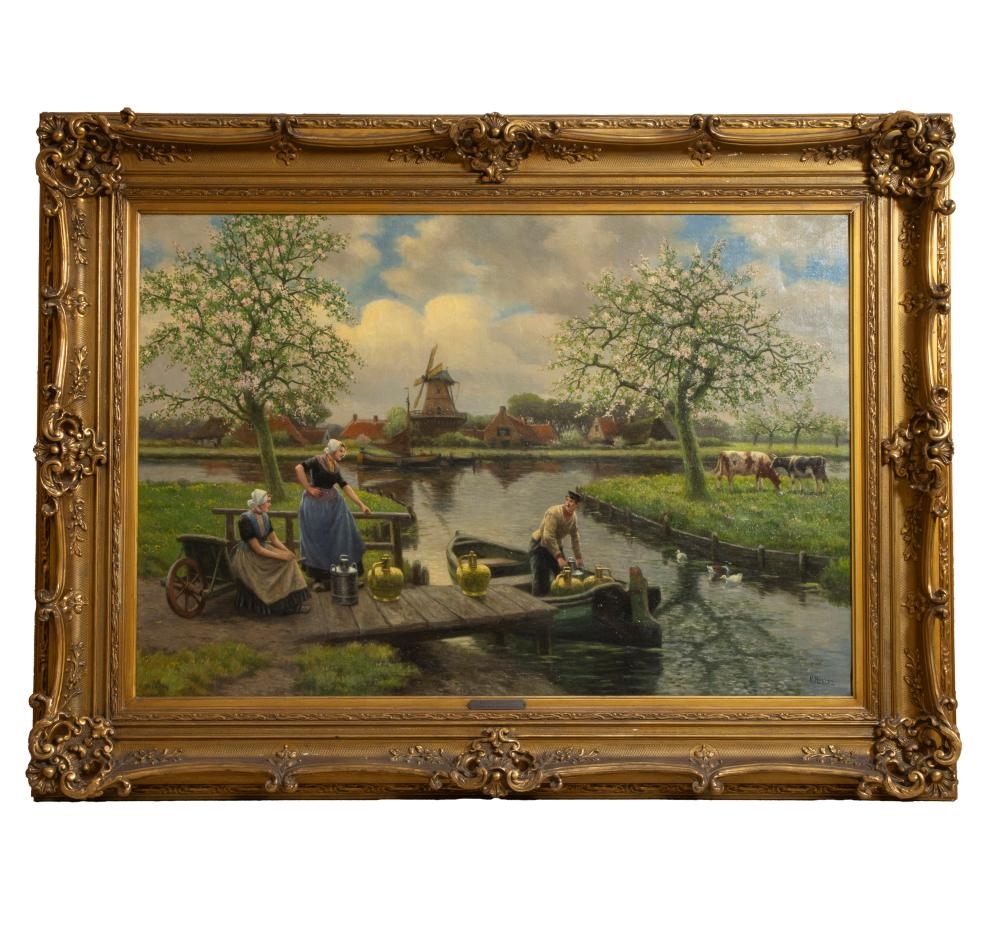 Henri Houben | oil on canvas Animated scene with mill | MutualArt
