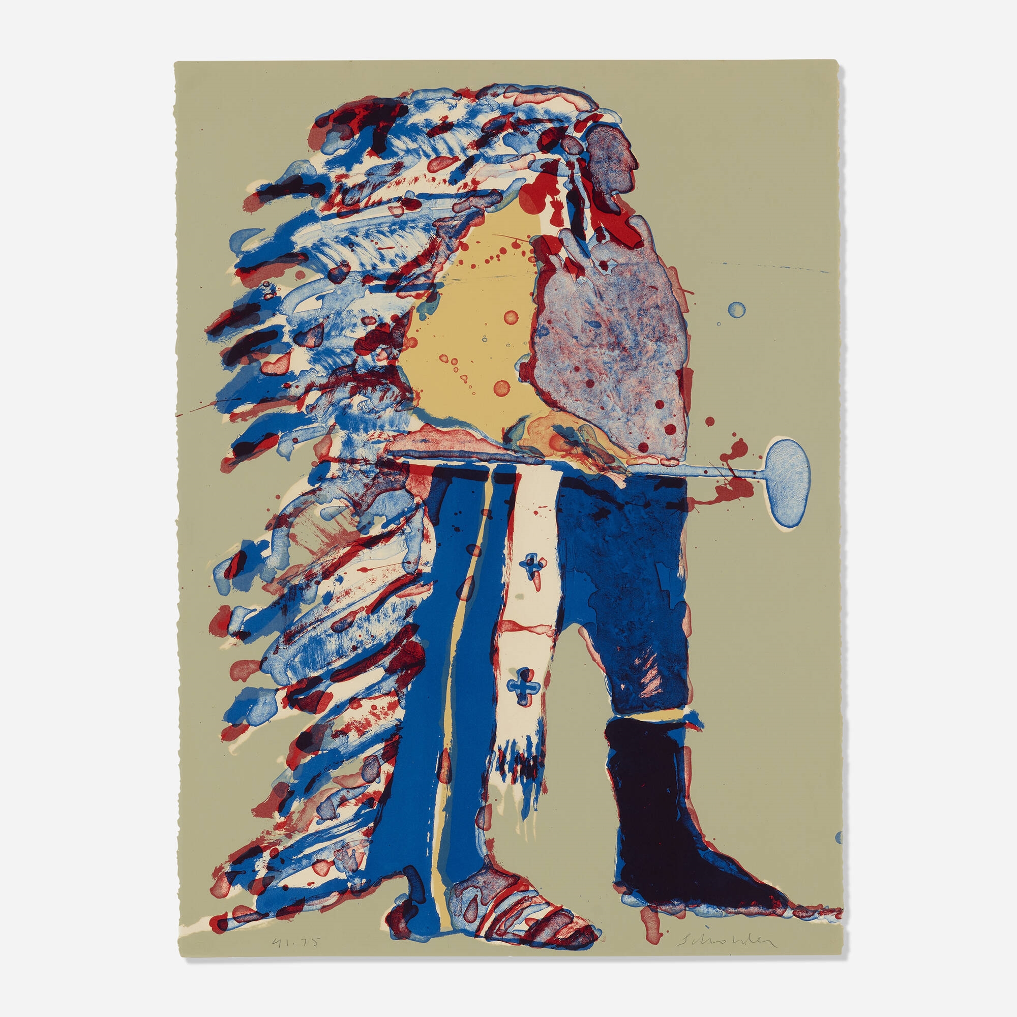 Fritz Scholder | Indian with Tomahawk (1975) | MutualArt