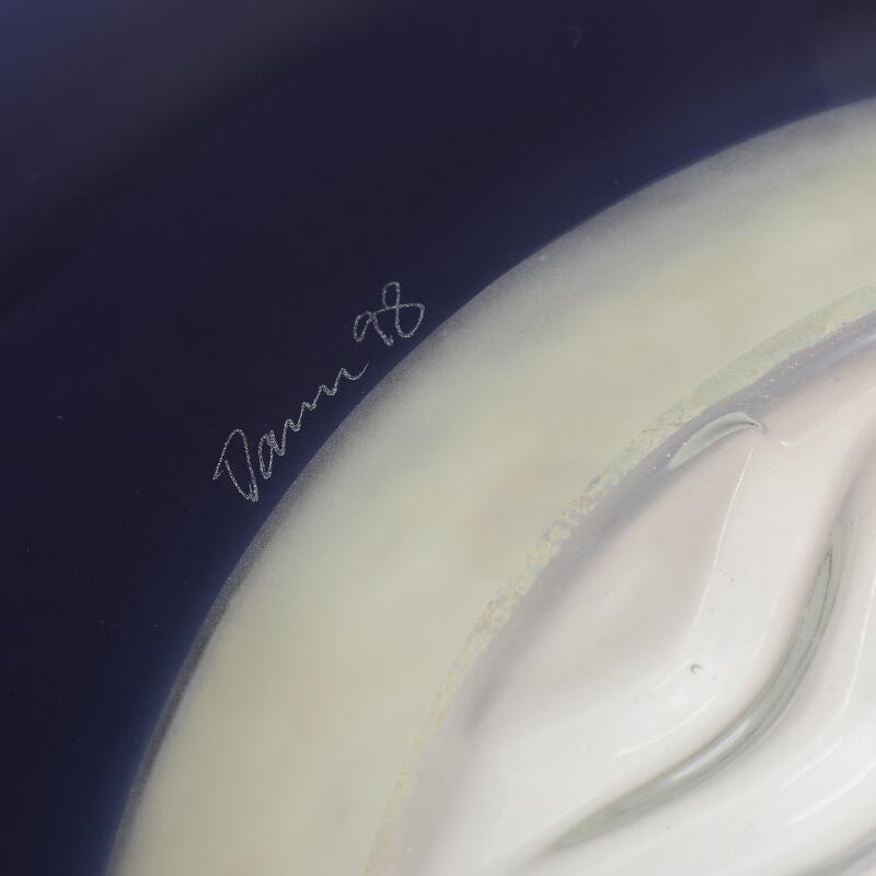 Steffen Dam | A circular blue and clear glass dish (1998) | MutualArt