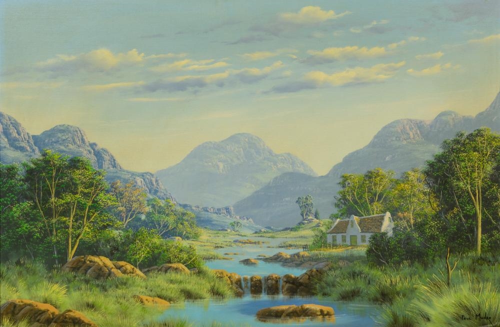 Paul Munro | Mountain Landscape with Cape Dutch Cottage | MutualArt
