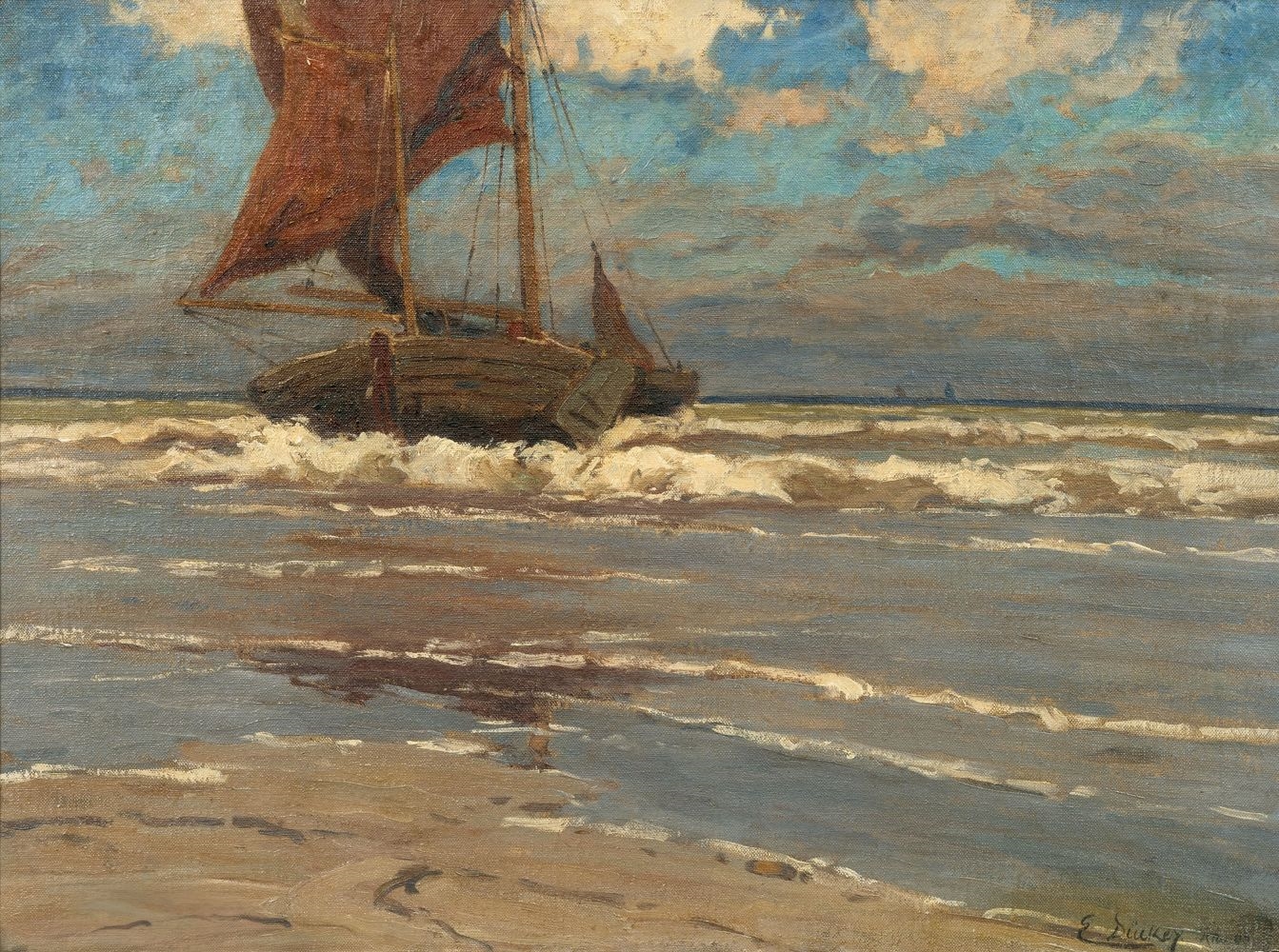 Eugène Gustav Dücker | Homecoming of the Fishermen (1905) | MutualArt