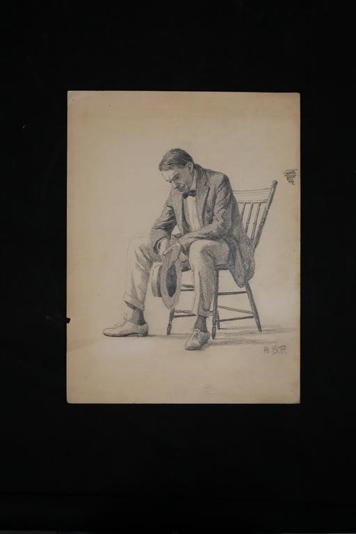 Arthur Burdett Frost | Attributed to A.B. Frost Pencil Drawing Seated ...