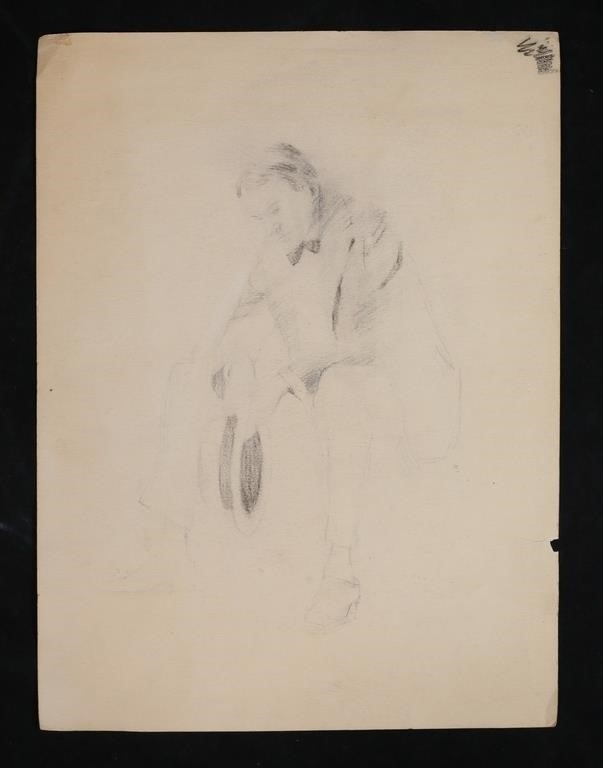 Arthur Burdett Frost | Attributed to A.B. Frost Pencil Drawing Seated ...