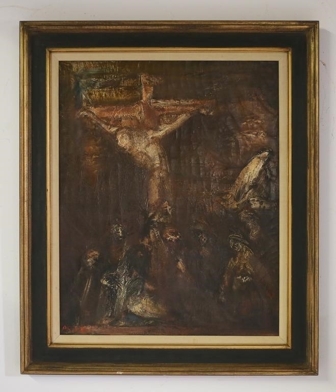 Joachim Probst | Joachim Probst Oil on Canvas Crucifixion Study (1959) | MutualArt