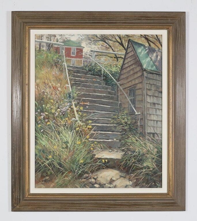 Michael Stoffa | Michael Stoffa Oil on Canvas Stairs | MutualArt