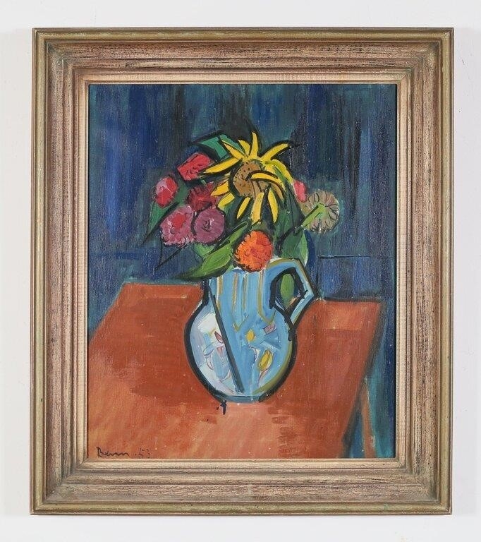 Ben Benn | Ben Benn Oil on Canvas Still Life With Flowers (1953 ...
