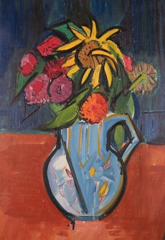 Ben Benn | Ben Benn Oil on Canvas Still Life With Flowers (1953 ...