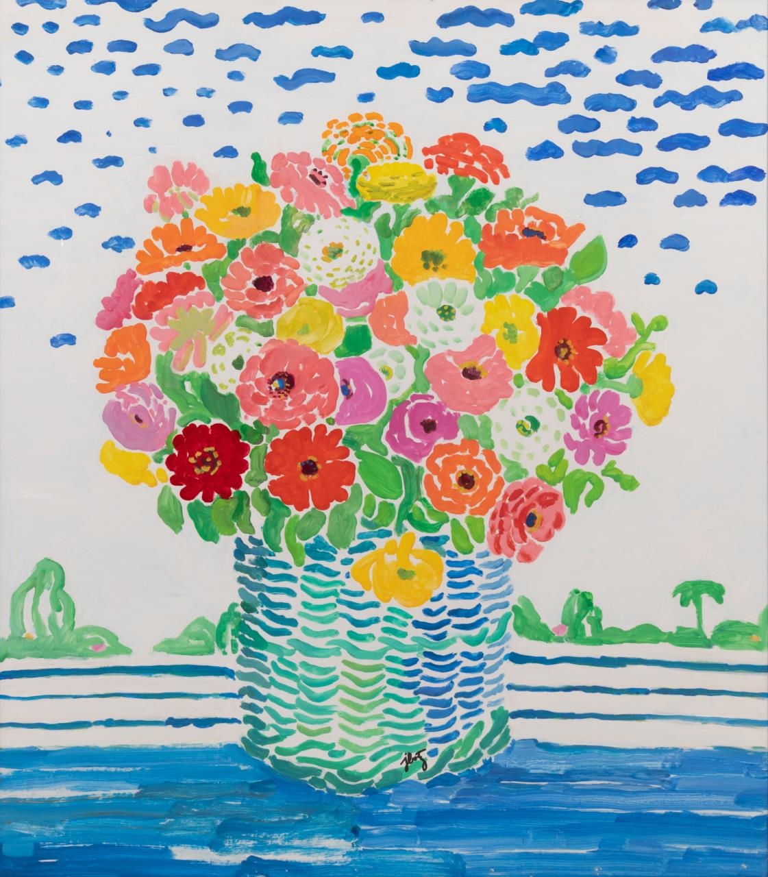 John Botz | JOHN BOTZ, FLORAL STILL LIFE IN BASKET, SIGNED | MutualArt