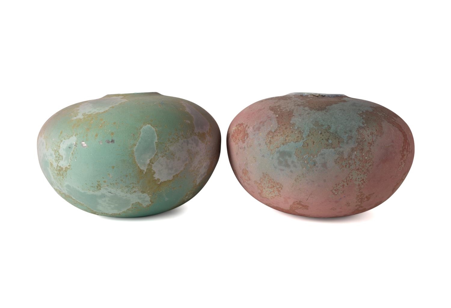 Tony Evans | TWO TONY EVANS RAKU KOI VASES, SIGNED & NUMBERED | MutualArt