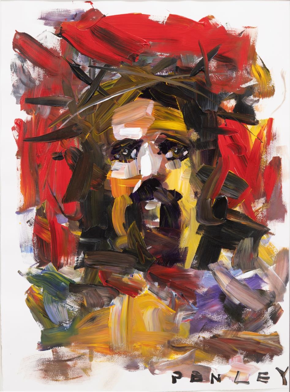 Steve Penley | STEVE PENLEY, 'JESUS', MODERN ACRYLIC ON PAPER | MutualArt