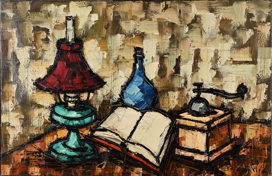 Boris Cenic | Nature morte à la lampe à pétrole et au moulin | MutualArt