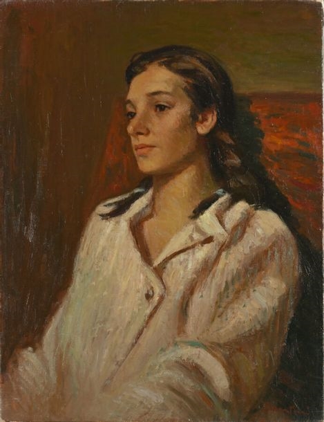Pio Santini | Portrait d'une jeune femme assise | MutualArt